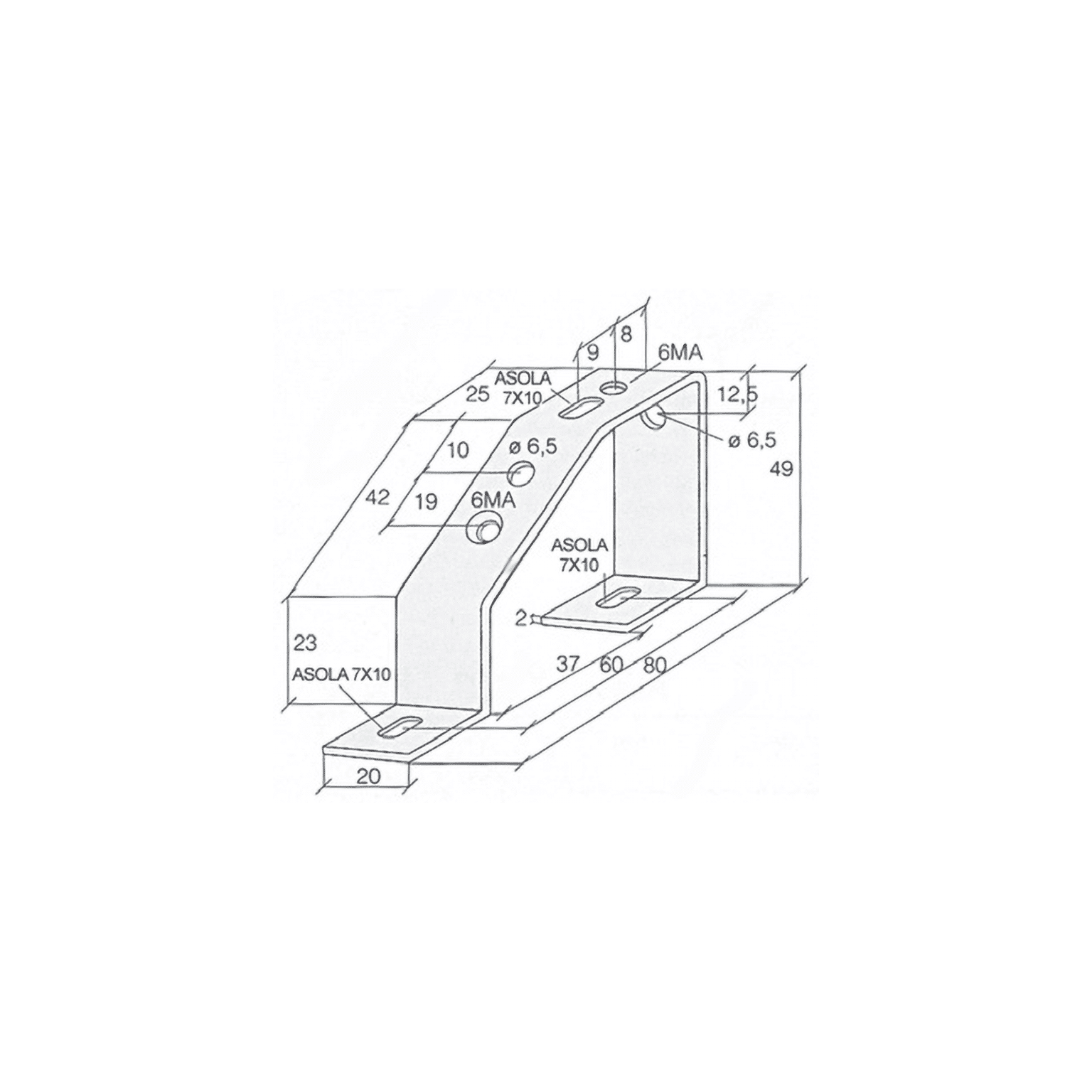 CABUR mod. Z121116 staffa inclinata zincata della SERIE ACI